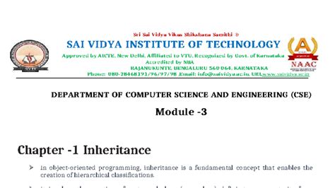 Module 3 Cse Java Notes Understanding Inheritance Concepts Studocu