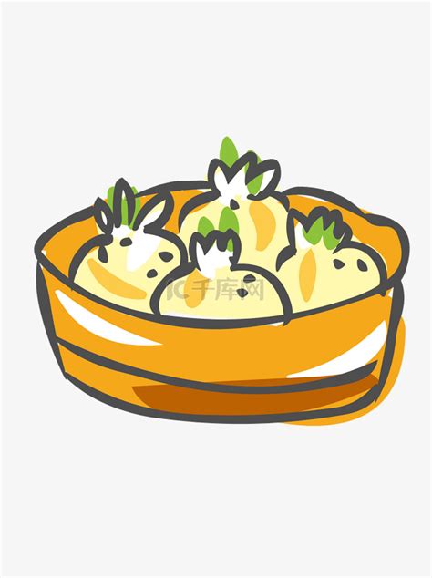 食物元素手绘可爱卡通烧麦素材图片免费下载 千库网