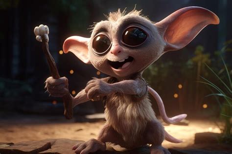 There Is A Small Troll With A Stick In His Hand Generative Ai Premium