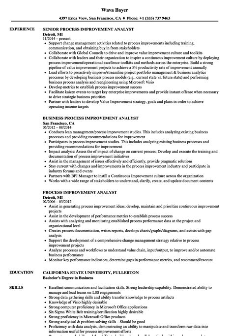Process Improvement Analyst Resume Samples Velvet Jobs
