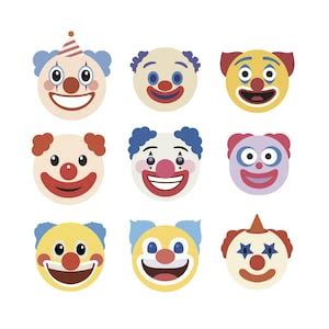 Vector Clown Emoji Design Svg Png Illustration Drawing Clipart Etsy