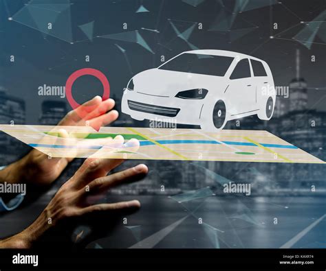 View Of A Car On A Map With A Pin Holder Gps And Localization Concept