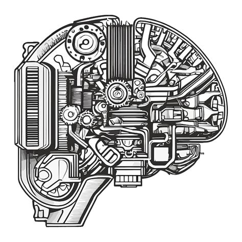 Pencil Line Art By Brain Engineering Human Beautiful Design Premium