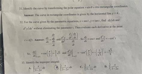 solved 31 identify the curve by transforming the polar