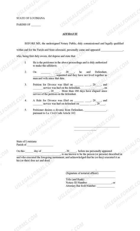 Printable Louisiana Divorce Forms Us Legal Forms