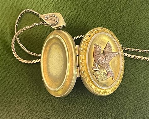 Antique Locket Dove W W Sandb Hallmark On 12k Gold Filled Chain