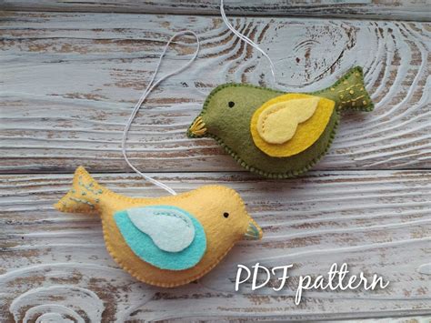 Bird Ornament Embroidery Pattern Felt Pdf Pattern Easter Ornament