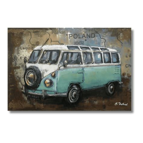 Tableau Métal Combi Bleu Vintage Cadres Concept