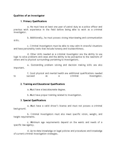 Essential Qualities Of Criminal Investigators Pdf Detective Witness