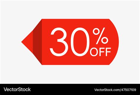 30 Percent Off Sale And Discount Price Tag Icon Vector Image
