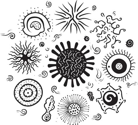 Le Logo De Marvel Vector Microbial Avec Des Virus Et Des Bactéries