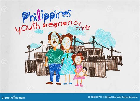 Illustration For Philippines Youth Pregnancy Crisis Stock Illustration