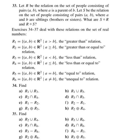 Solved 33 Let R Be The Relation On The Set Of People Chegg Com