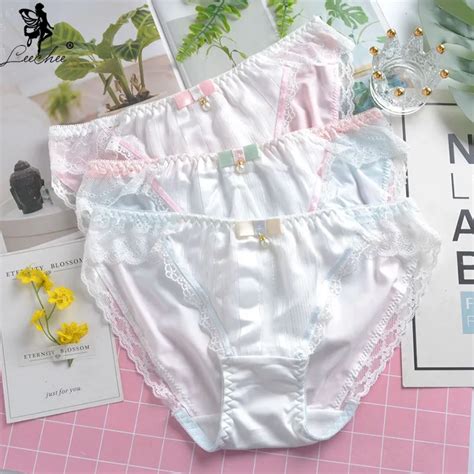 Leechee Japanese Briefs Milk Cotton Panties Women Cute Low Waist Lace