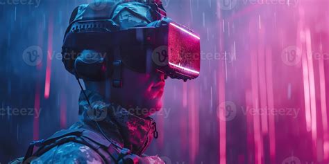 Ai Generated Close Up Of A Soldier Using High Tech Sunglasses With Holographic Display 42960568