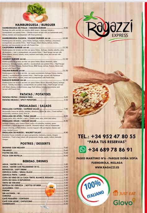 Ragazzi Fuengirolas Full Menu Online