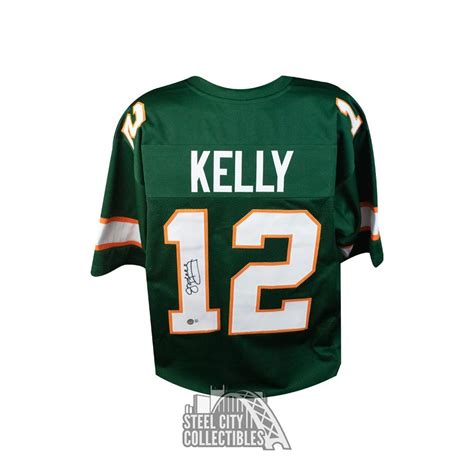 Jim Kelly Autographed Miami Custom Green Football Jersey Bas Steel