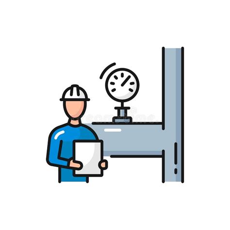 Oil Production Operator Control Pressure In Pipe Stock Illustration Illustration Of Plumber
