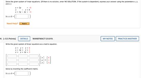 Solved Solve The Given System Of Linear Equations If There Chegg