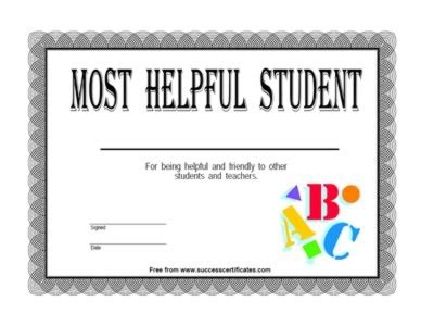 Certificate For Most Helpful Student Two Certificate Templates