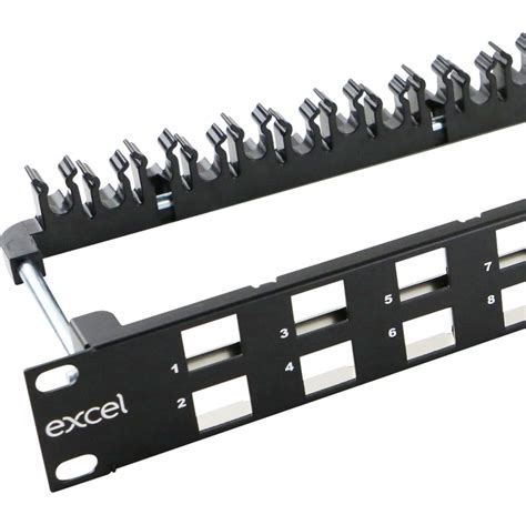 Excel Unloaded 24 Port Keystone Patch Panel Frame Angled 1U Black OneStopCable Shop