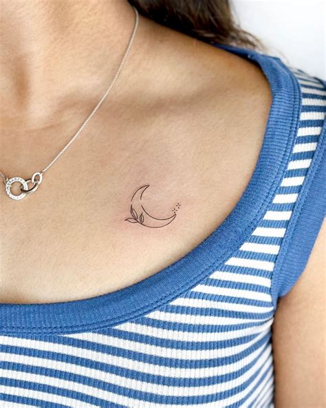 Phases Of The Moon Tattoo Collarbone