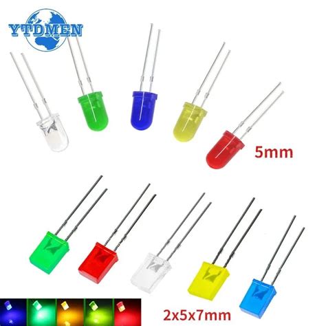 100pcs 3mm Led Diode 5mm Super Bright Led Emitting Diodes Assortment Set 2x5x7mm White Red Green