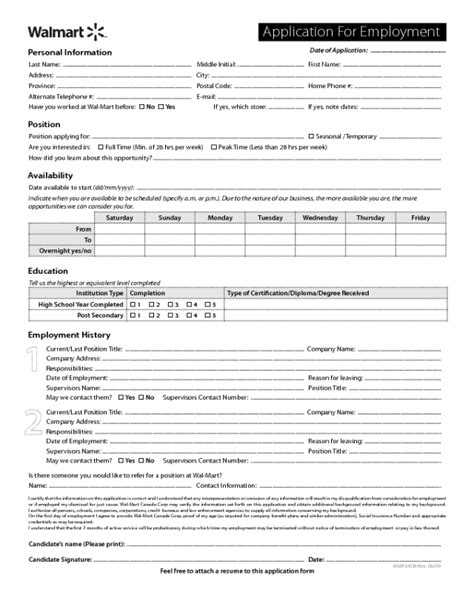 Walmart Application Form Edit Fill Sign Online Handypdf