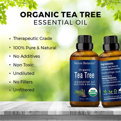 100 Pure Certified Organic Tea Tree Essential Oil