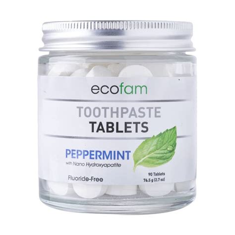 Ecofam Chewable Toothpaste Tablets 90 Natural Peppermint Tabs Zero