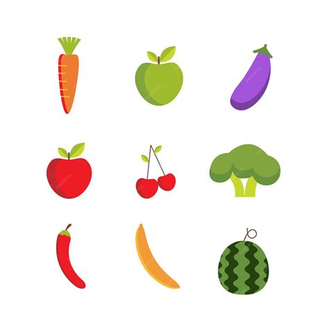 Premium Vector Fruit Vegetable Vector Set Collection Vector Illustration