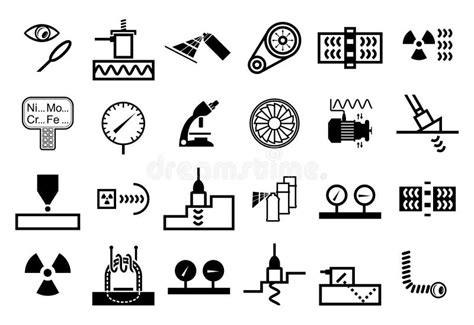 Set Of Vector Icons Of Ndt Methods Stock Vector Illustration Of
