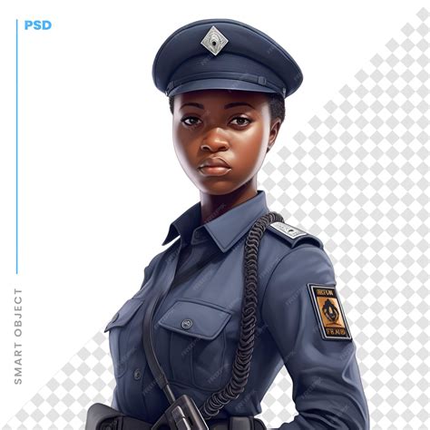 Premium Psd African American Female Police Officer In Uniform