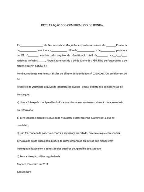 Declaracao 2022110595 Pdfdeclaracao De Honra Modelo Declaracao 2022110595 Pdfdeclaracao De Honra Modelo