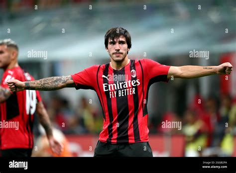 Milano Italy 29 August 2021 Sandro Tonali Of Ac Milan Celebrates