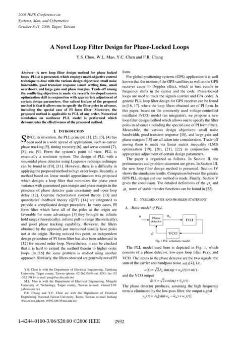 Pdf A Novel Loop Filter Design For Phase Locked Loops