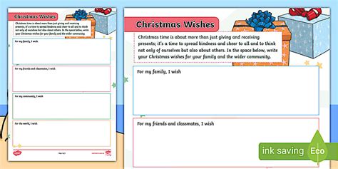 Christmas Wishes Writing Task Year 3 6