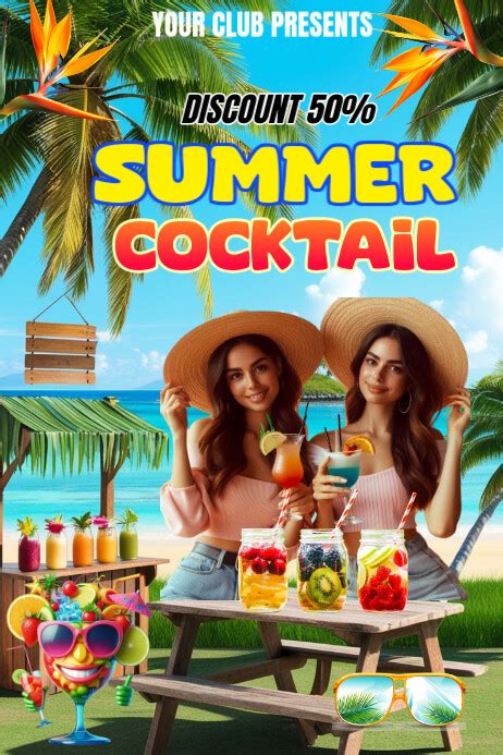 Summer Cocktail Poster Template Postermywall