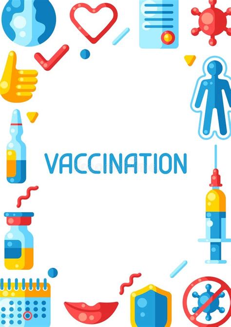 Vaccination Concept Frame With Vaccine Icons Immunization Items
