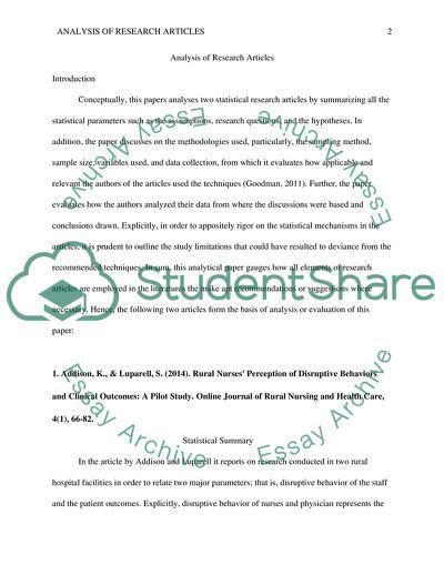 Statistical Research Articles Analysis Paper Example Topics And Well
