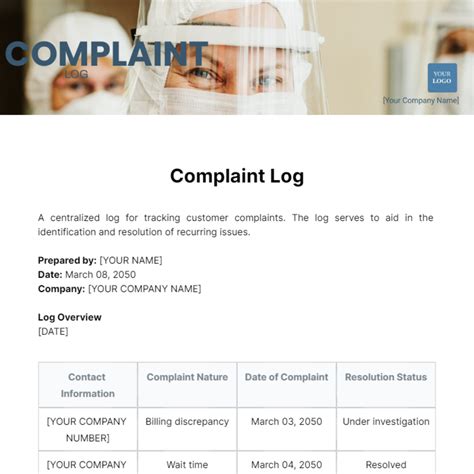 Free Complaint Log Template To Edit Online
