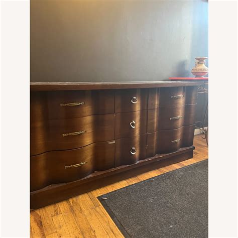 Vintage 9 Drawer Dresser With Brass Antique Knobs Aptdeco