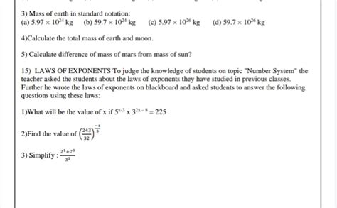 3 Mass Of Earth In Standard Notation A 597 Times 10 24 Mathr