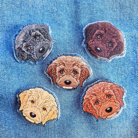 Cockapoo Pins Apricot Red Brown Cavapoo Acrylic Pin Badges Etsy