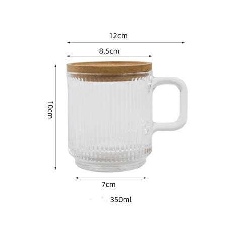 340ml Glass Coffee Mug With Bamboo Lid And Spoon P Vicedeal