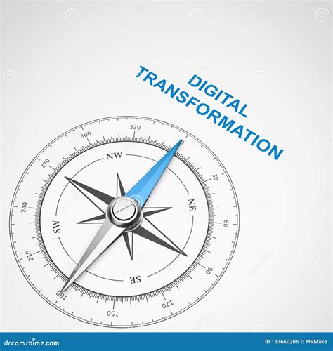 Compass On White Background Digital Transformation Concept Stock