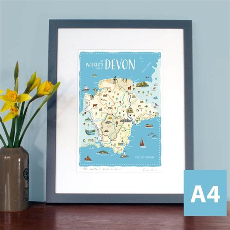 Illustrated Devon Footpaths Map Signed Art Print For Hikers Etsy Australia