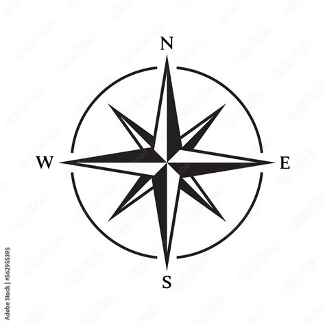 Wind Rose Icon Black Compas Navigator Sign With North East South West Direction Elements Rose