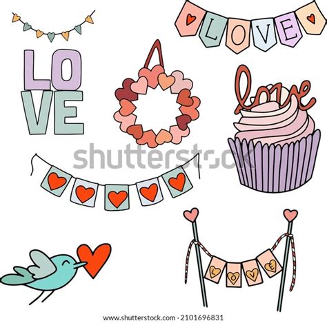 Vestor Icons Valentines Day Cupcakes Flags Stock Vector Royalty Free 2101696831 Shutterstock