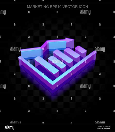 Marketing Icon 3d Neon Glowing Decline Graph Made Of Glass Eps 10 Vector Stock Vector Image
